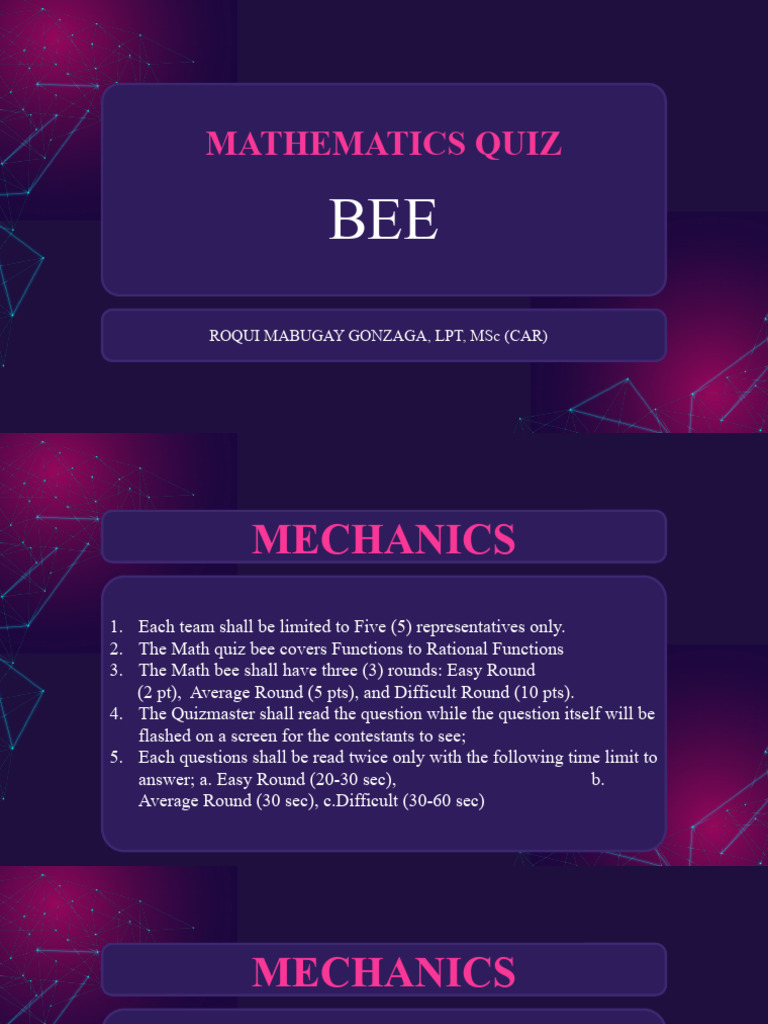 Math Quiz Bee (Easy Round) | PDF | Function (Mathematics) | Exponentiation Math Quiz Bee (Easy Round) | PDF | Function (Mathematics) | Exponentiation