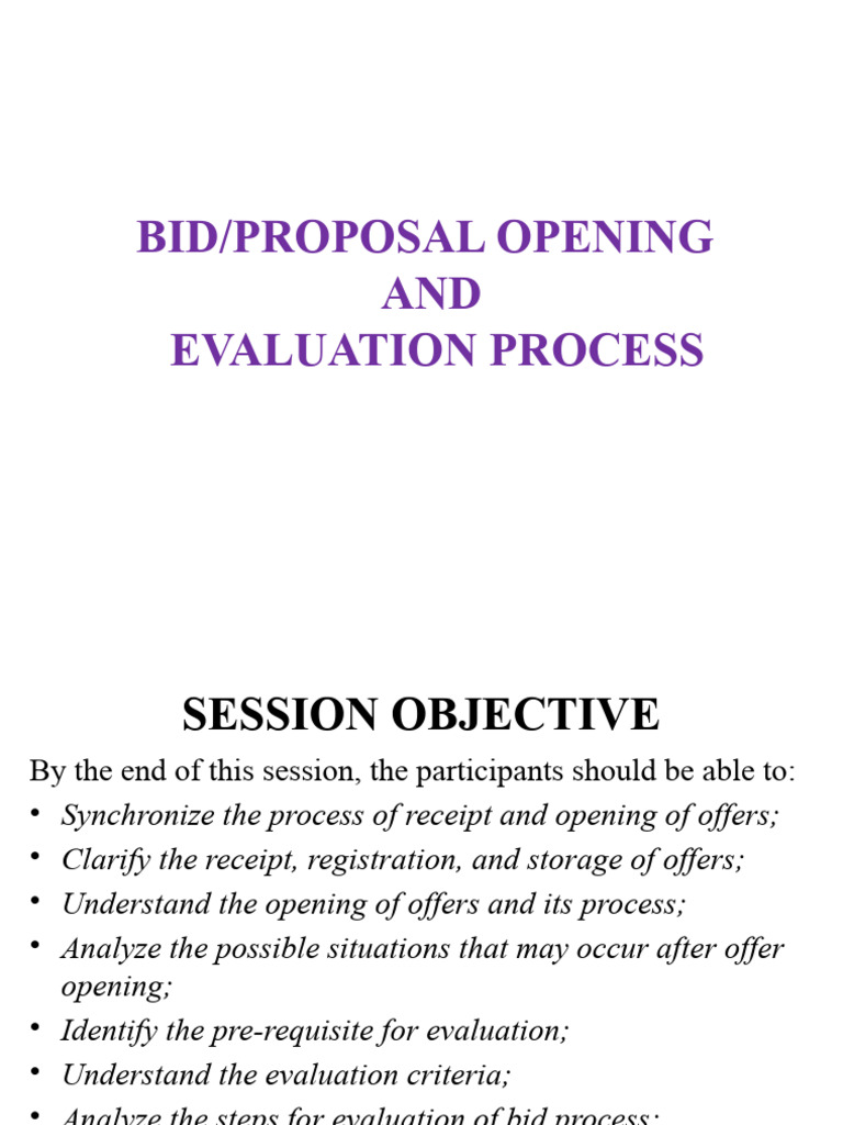 Bid Opening and Evaluation Process Guide | PDF | Prices | Cost