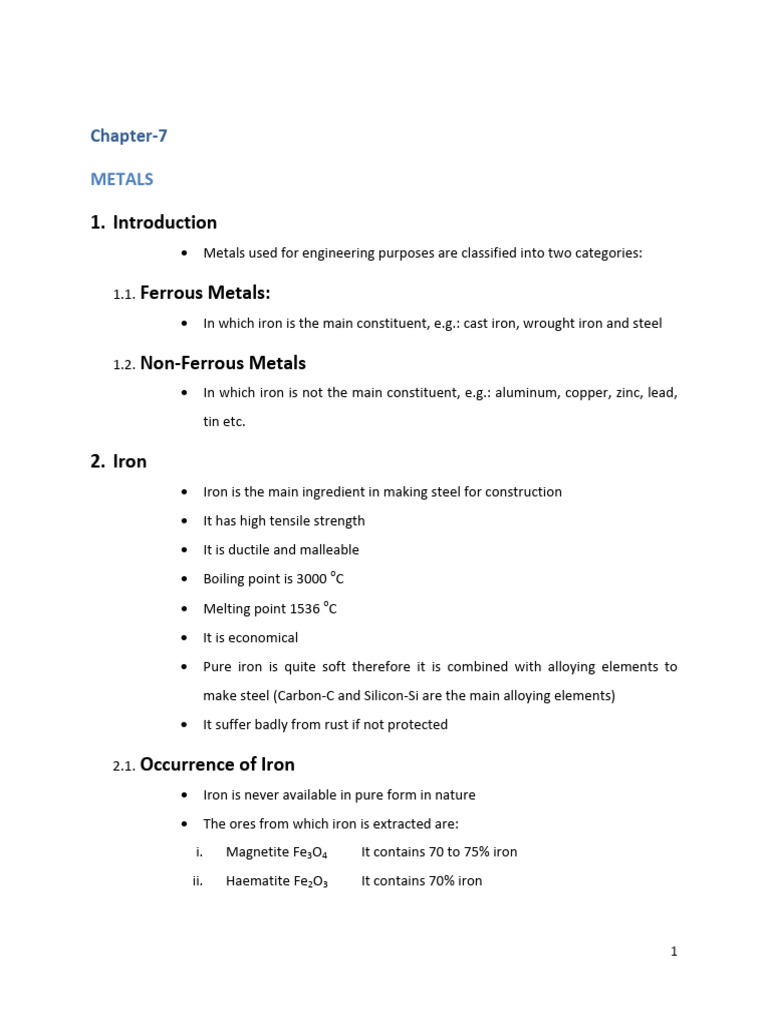 7 - Metals | PDF | Iron | Steel