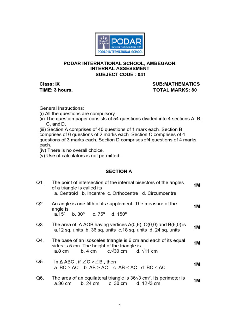 Math Assignment | Download Free PDF | Triangle | Area