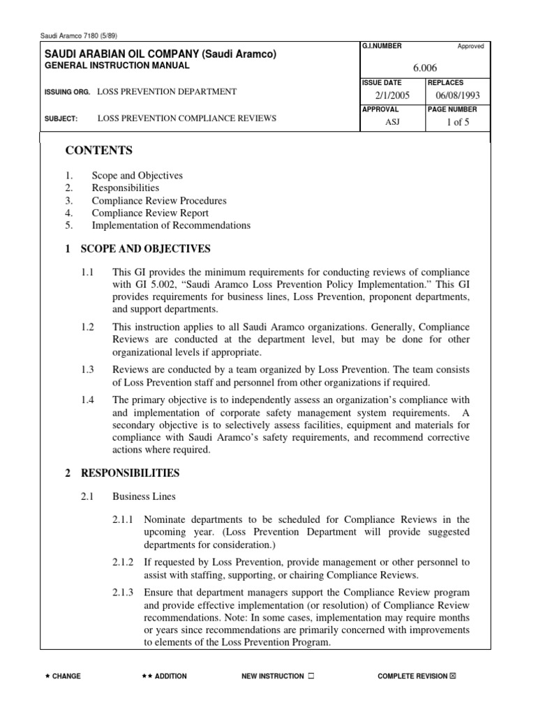 Saudi Arabian Oil Company (Saudi Aramco) : 1 Scope and Objectives | PDF ...