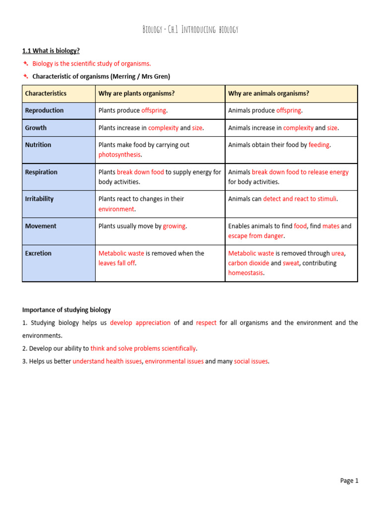 F3 Biology Ch.2 | PDF | Biology | Science