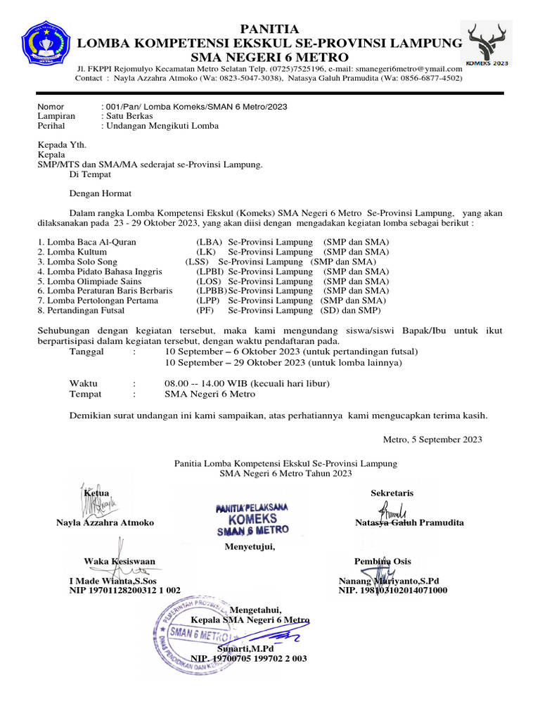 UNDANGAN Komeks 2023 SMP, SMA | PDF