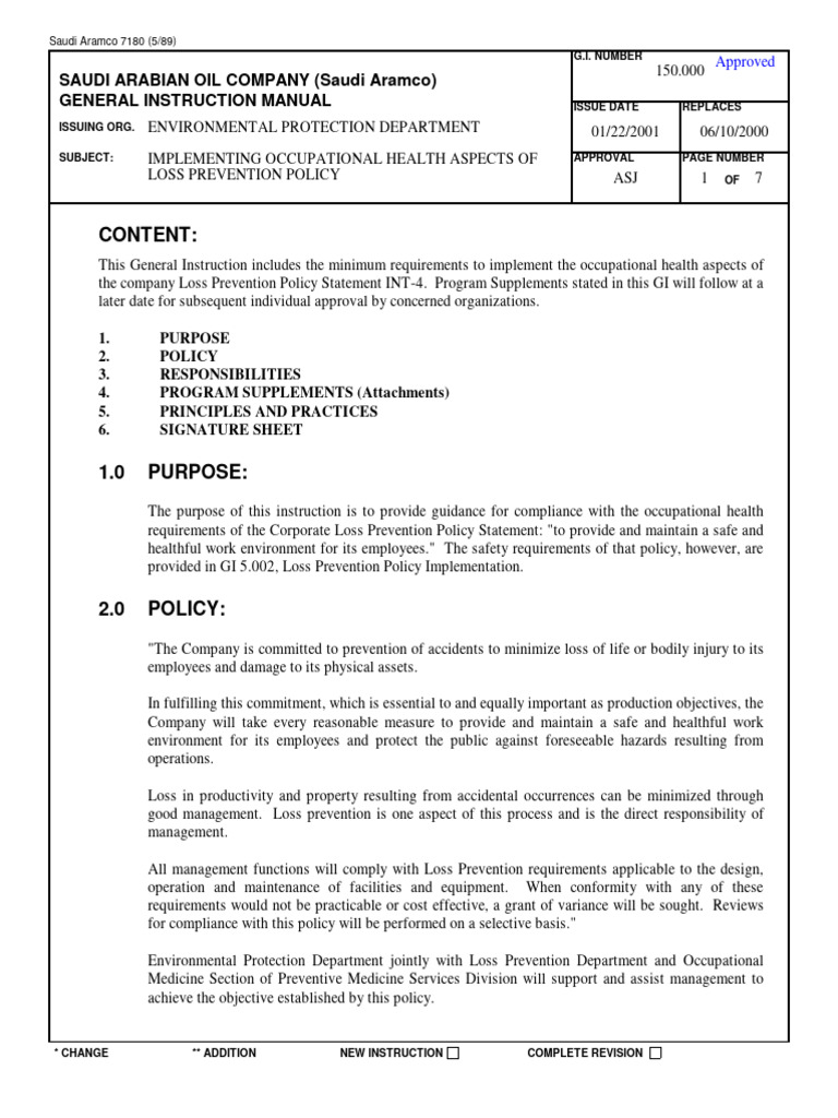 Content:: Saudi Arabian Oil Company (Saudi Aramco) General Instruction ...