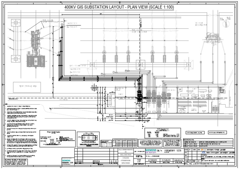 400Kv Gis Substation Layout - Plan View (Scale 1:100) : All Dimensions ...