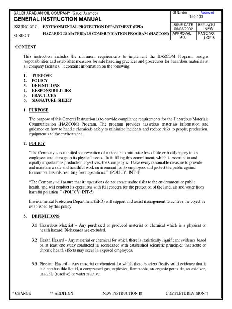 General Instruction Manual: Environmental Protection Department (Epd ...