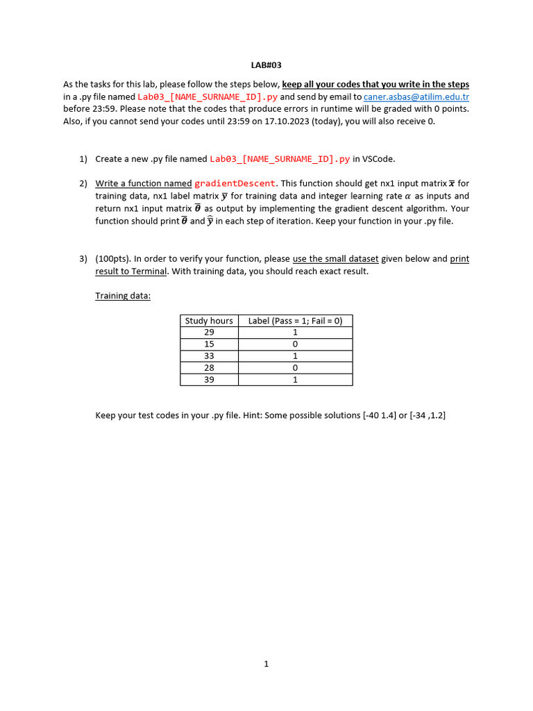 Python Gradient Descent Lab | PDF | Computers