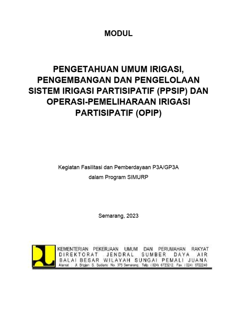 MODUL PU IRIGASI, PPSIP dan OPIP | PDF