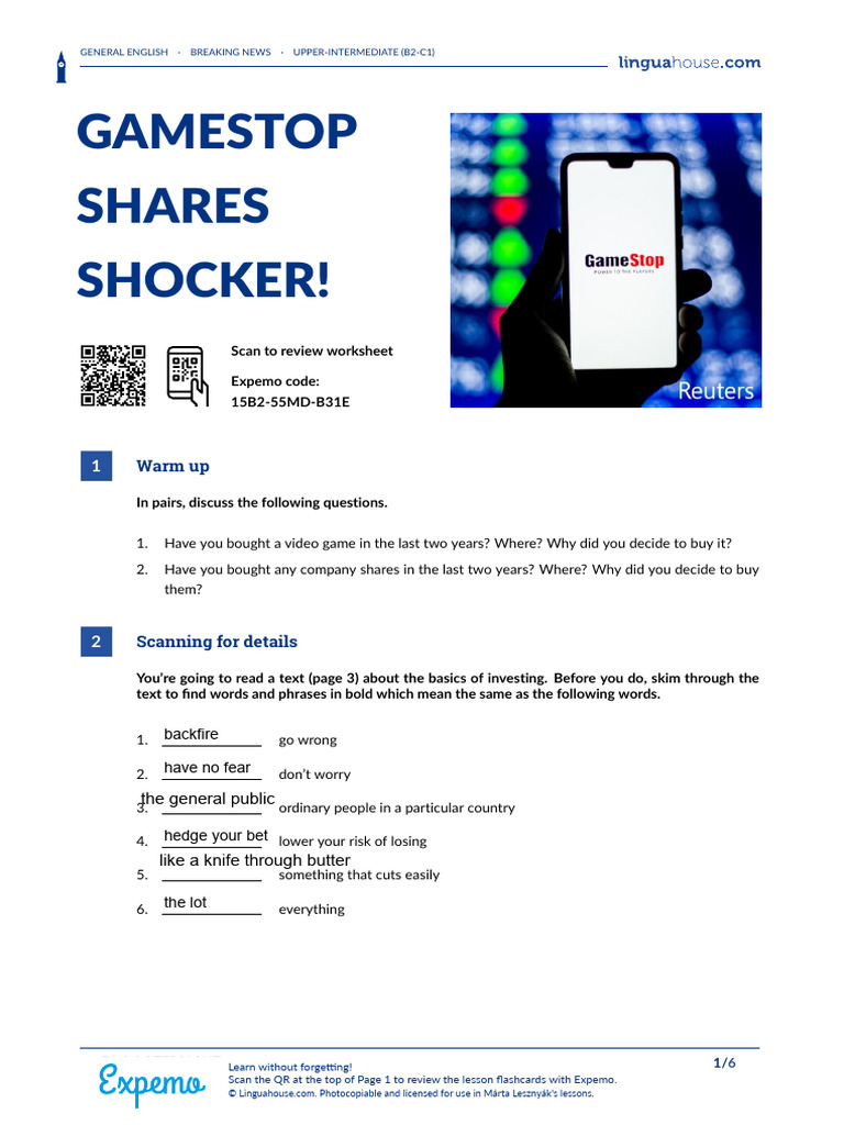 Gamestop Shares Shocker British English Student | PDF | Hedge (Finance) | Short (Finance)