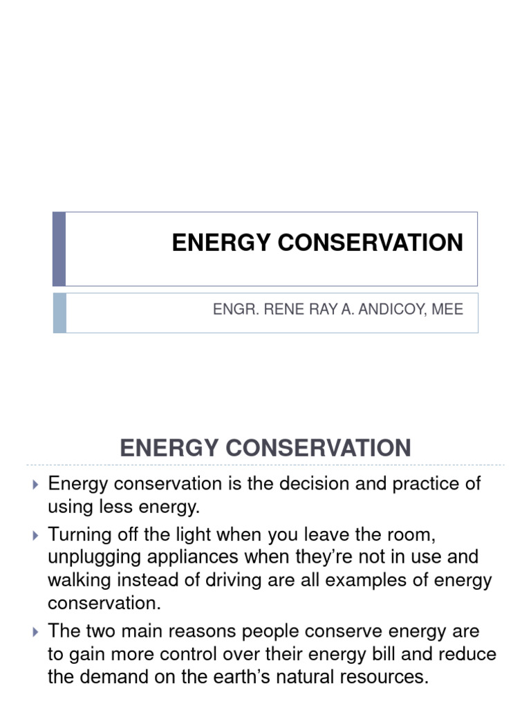 Energy Conservation | PDF | Energy Conservation | Efficient Energy Use