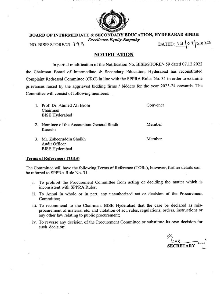 Notification CRC | PDF