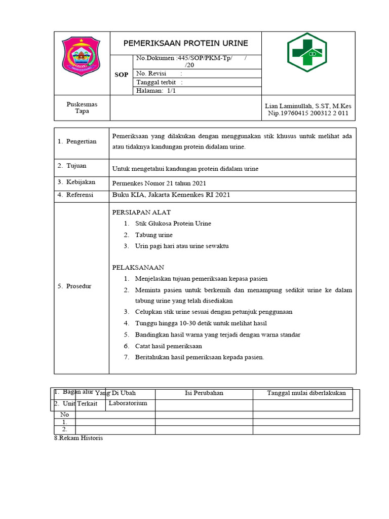 Sop Protein Urine | PDF