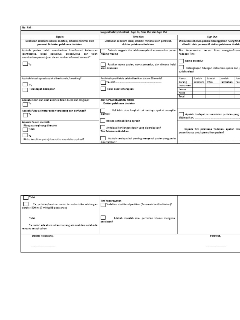 Surgical Safety Checklist | PDF