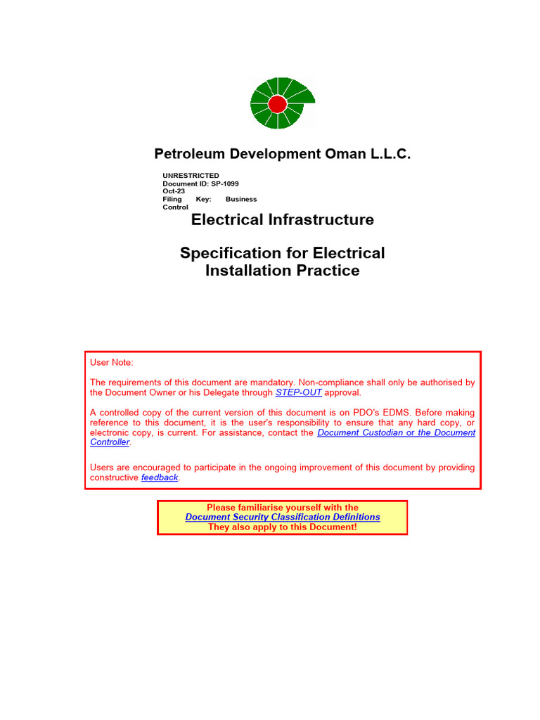 SP-1099 Electrical Installation Practice ERD-63-01 | PDF | Electrical ...