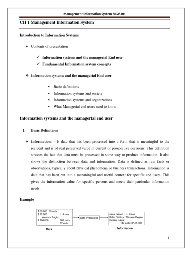 CH 1 Management Information System: Introduction To Information Systems | Download Free PDF ...