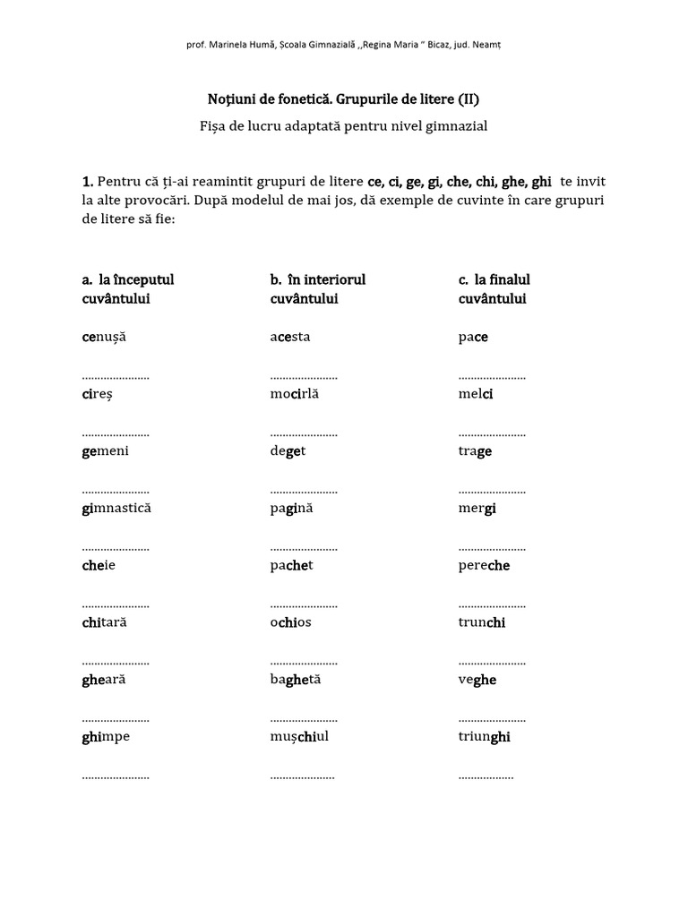 Notiuni de Fonetica. Grupurile de Litere II | PDF