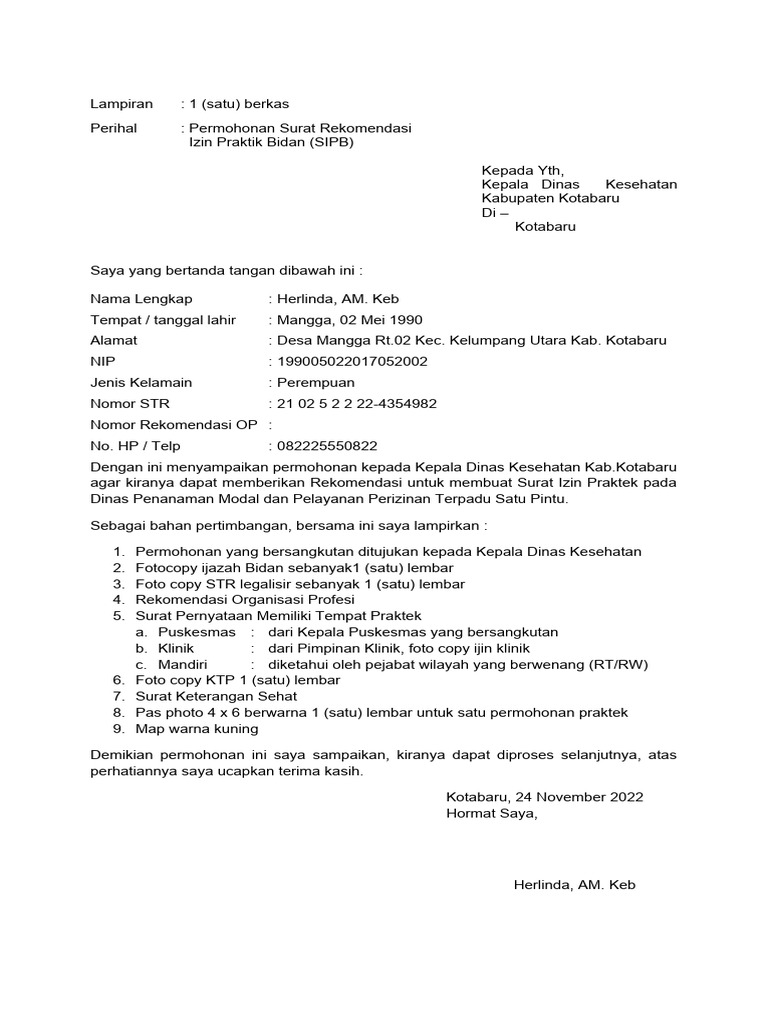 Rekomendasi SIPB Dinkes Dan Perizinan 2022 | PDF