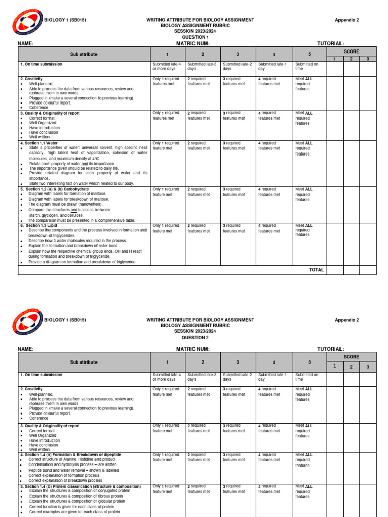 Writing Attribute Sem1 Session 20232024 | PDF
