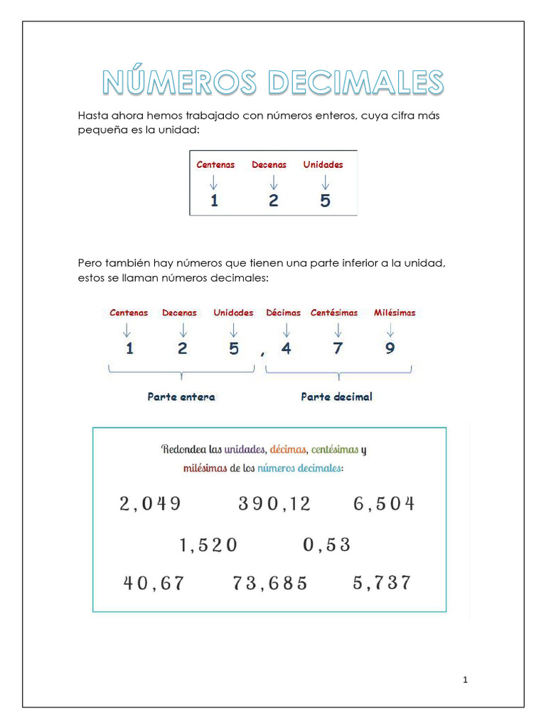 Introducción a Números Decimales | PDF | Decimal | Aritmética