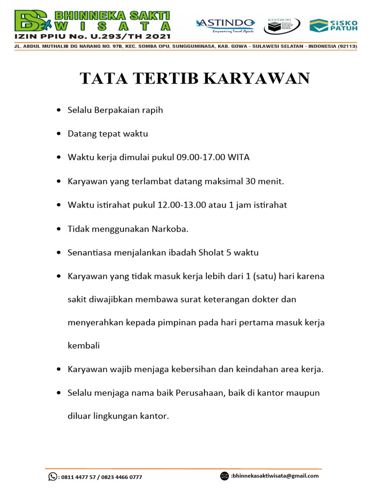 Tata Tertib Karyawan Perusahaan | PDF | Pengembangan Diri | Kesehatan ...