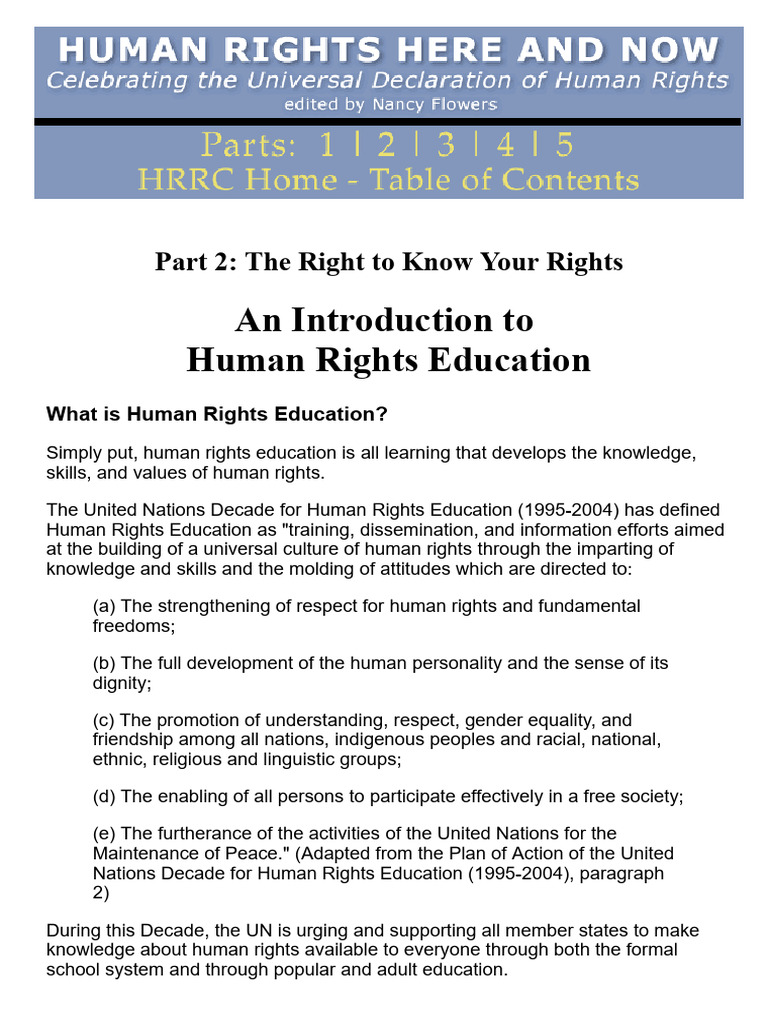 An Introduction To Human Rights Education | PDF | Human Rights | Rights