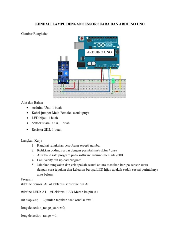 Kendali Lampu Dengan Sensor Suara Dan Arduino Uno | PDF