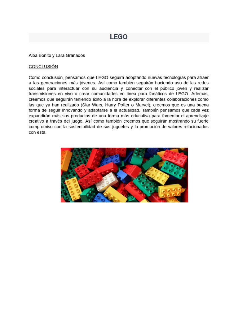 Conclusión Evolución LEGO | PDF