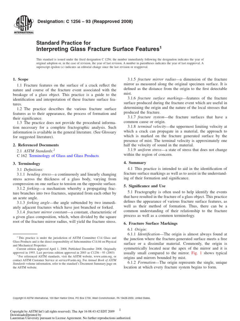 Interpreting Glass Fracture Surface Features: Standard Practice For ...