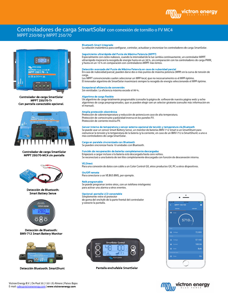 Datasheet SmartSolar Charge Controller MPPT 250 60 and 250 70 ES | PDF ...