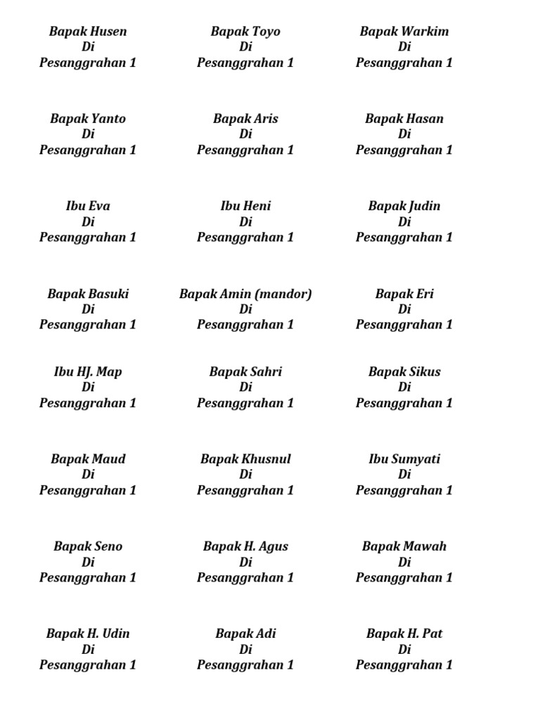 Nama Undangan BOS | PDF