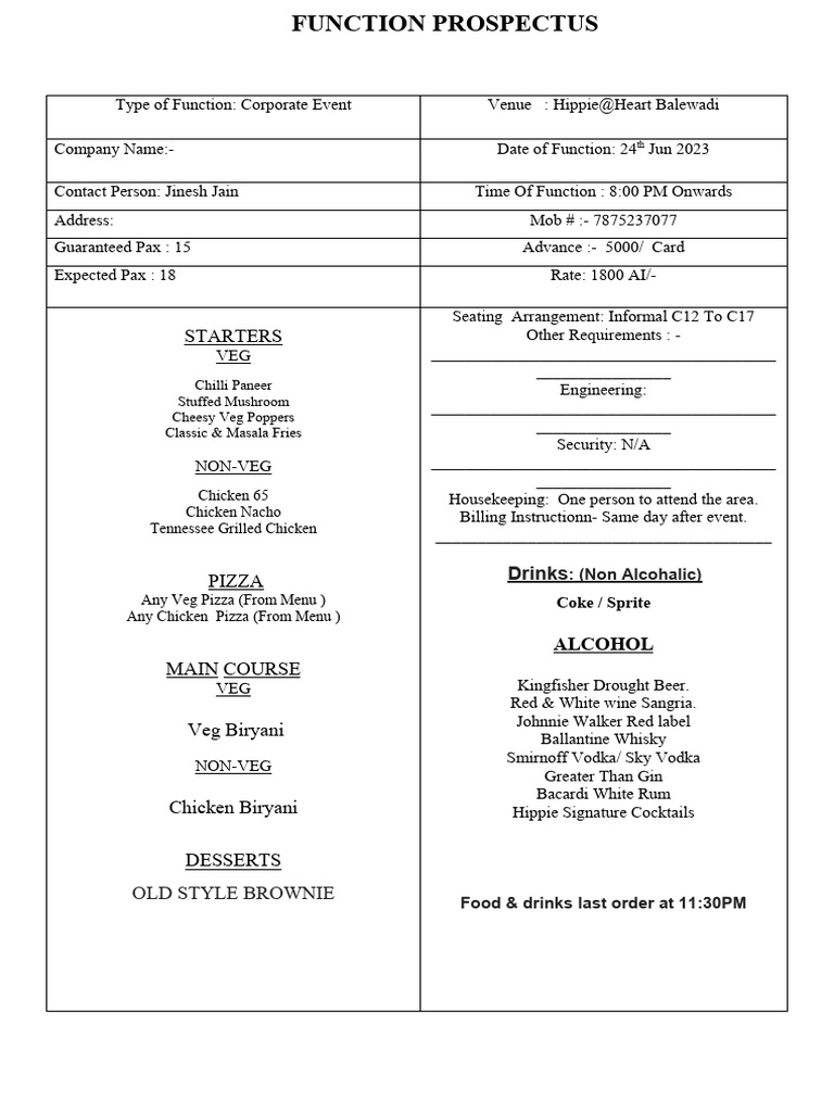 Jinesh Jain 24th Party FP | PDF | Food And Drink Preparation | Food And ...