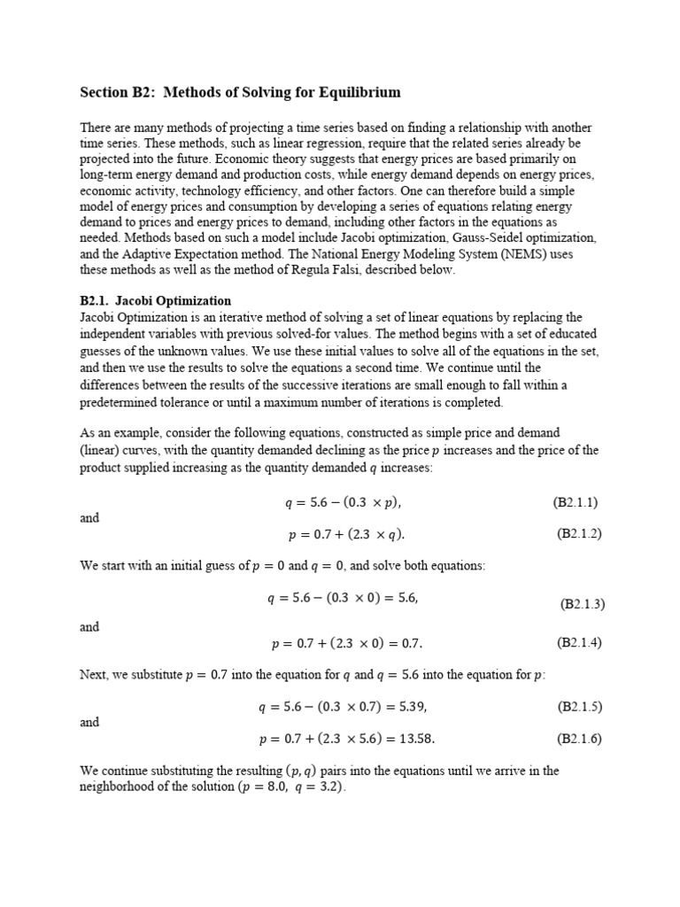 Handbook Section B2 - Solving For Equilibrium | Download Free PDF | Mathematical Analysis | Algebra