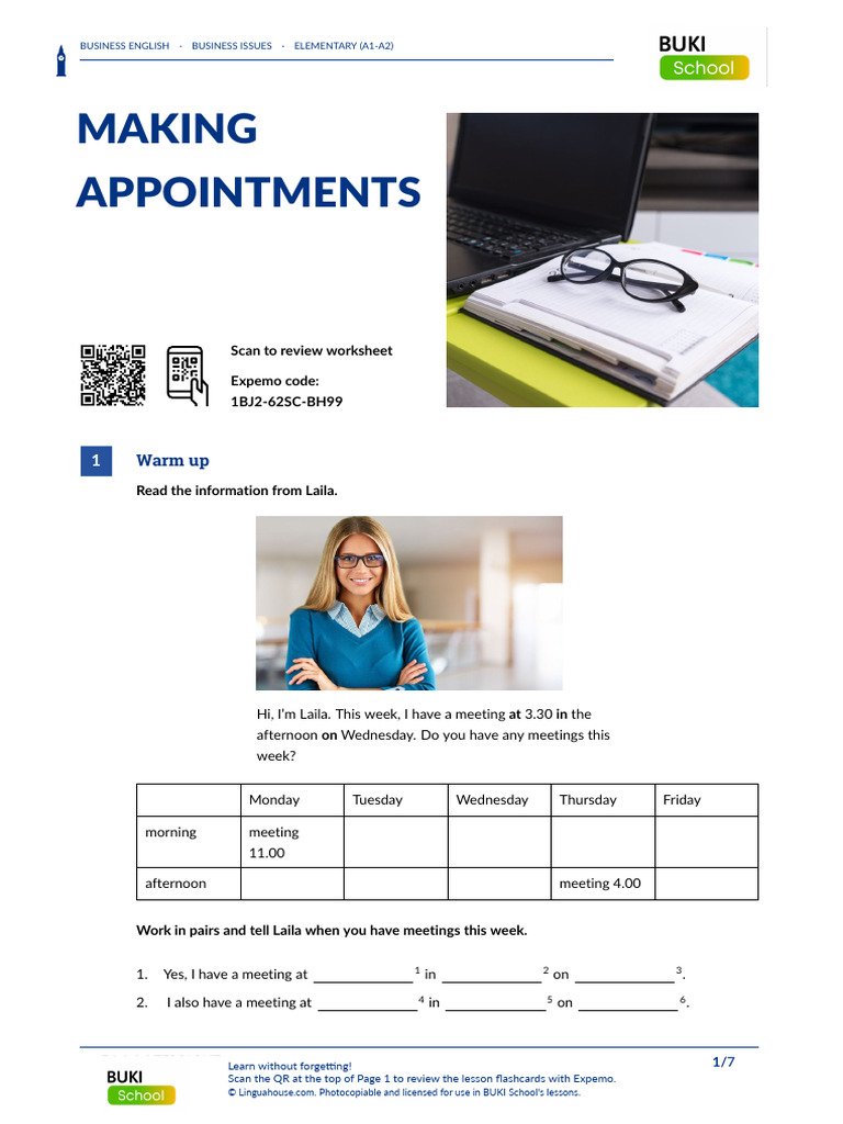 Making Appointments in English | PDF | Stress (Linguistics) | Workweek ...