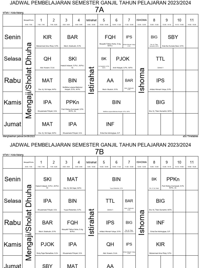Jadwal Kelas New | PDF