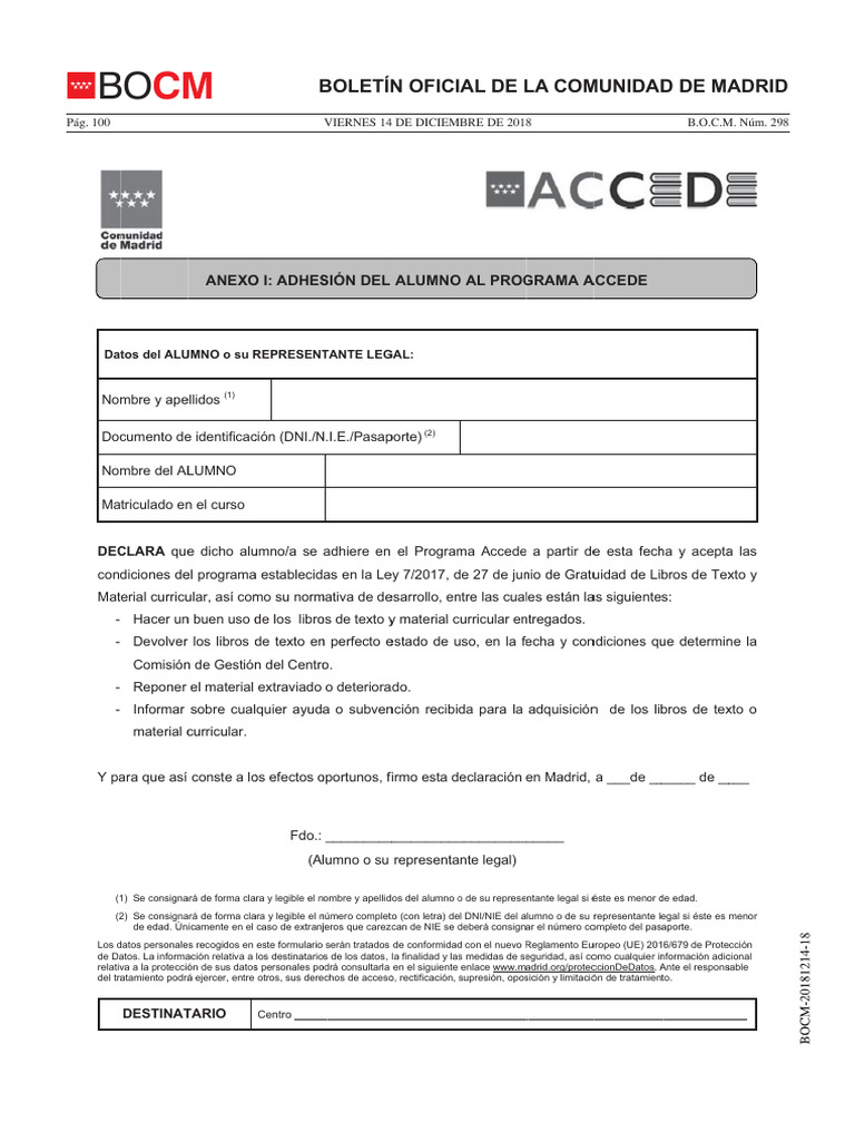 ANEXO I ACCEDE Editable | PDF