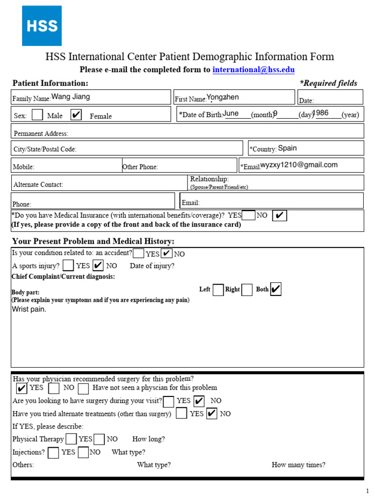 HSS International PDI Form - February 2023 | PDF | Surgery | Language ...