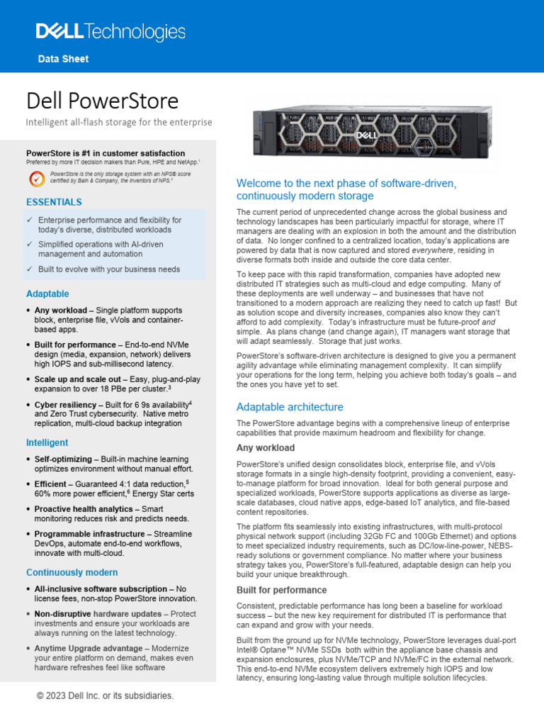 h18234 Dell Powerstore Data Sheet | PDF