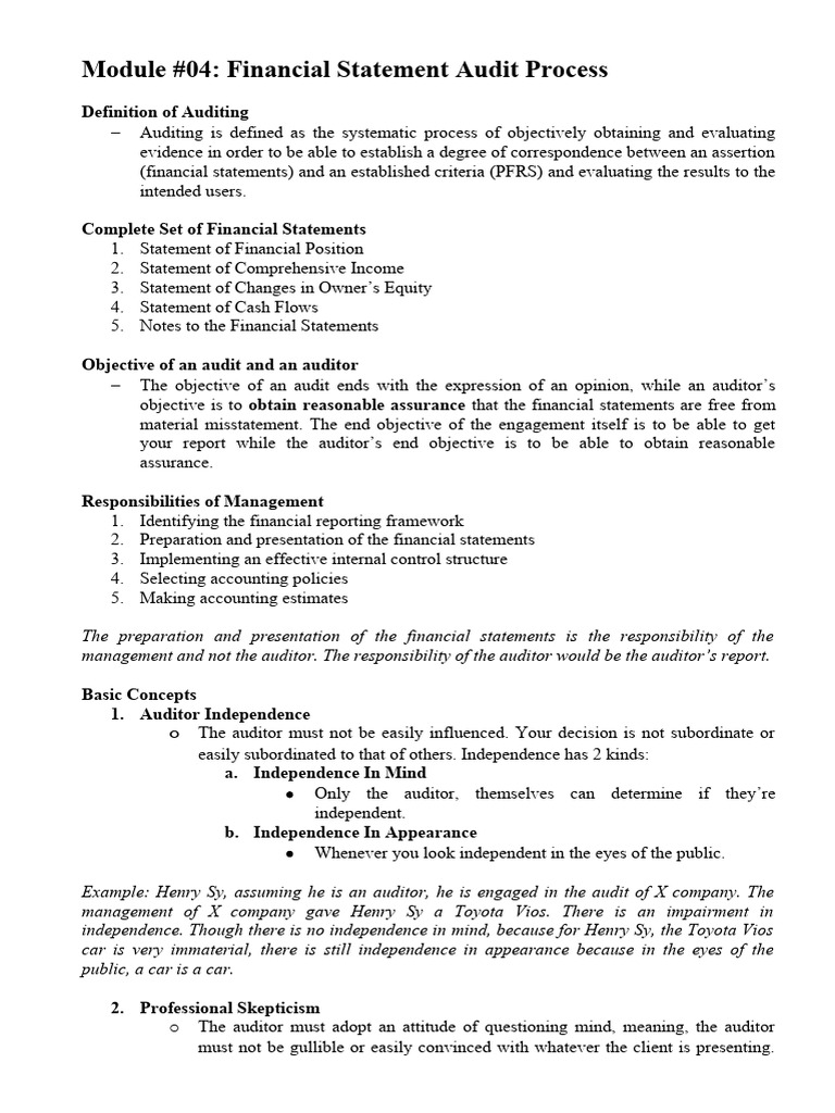 Module #04 - Financial Statement Audit Process | Download Free PDF ...