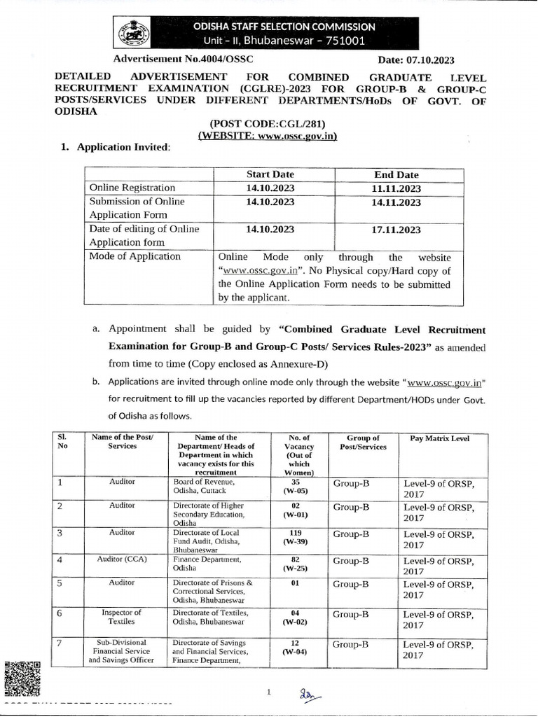 Detail Advt No.4004 Dated 07.10.2023 of CGLRE 2023 - 0001 - 0001 | PDF Detail Advt No.4004 Dated 07.10.2023 of CGLRE 2023 - 0001 - 0001 | PDF