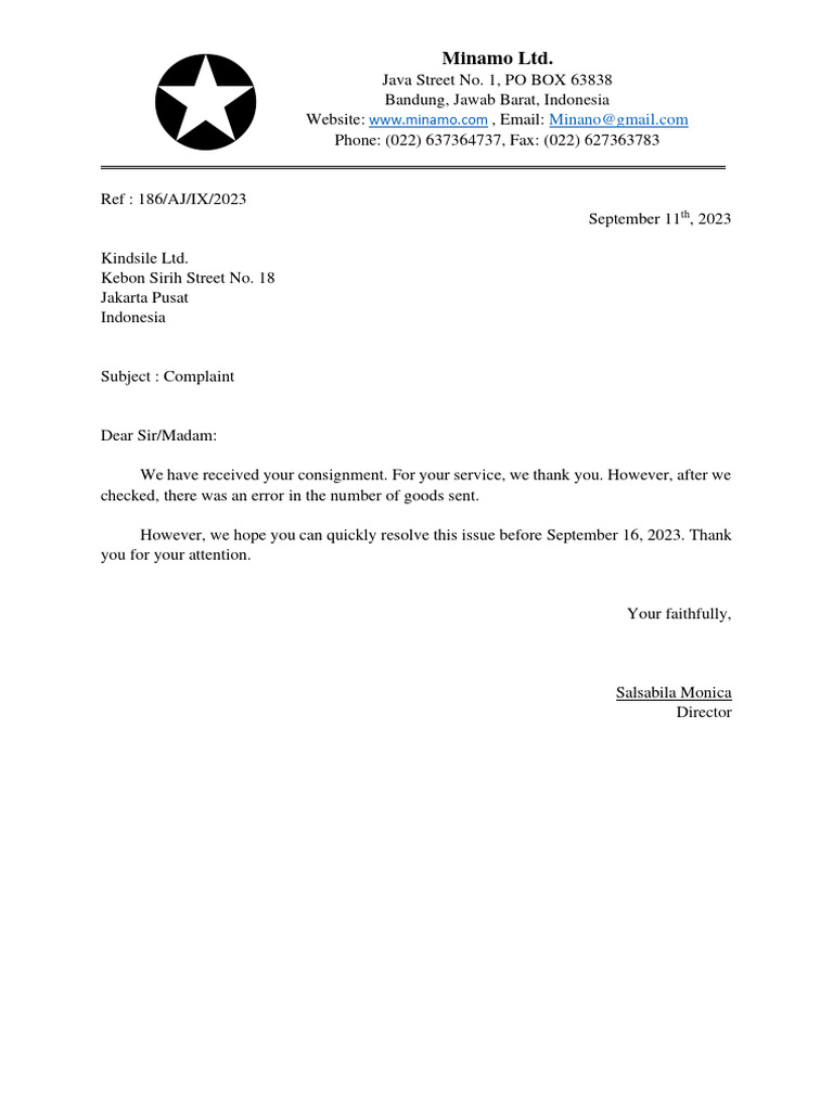 Contoh Complaint Letter | PDF