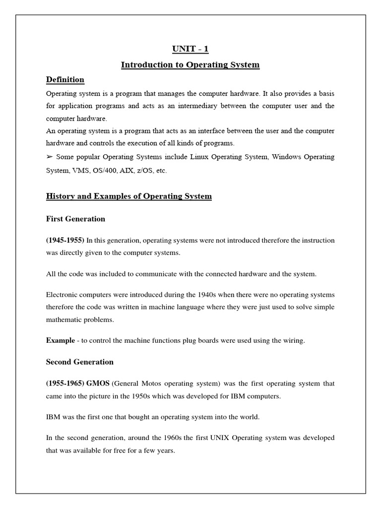Os Unit-1 Part 1 | PDF | Operating System | Process (Computing)