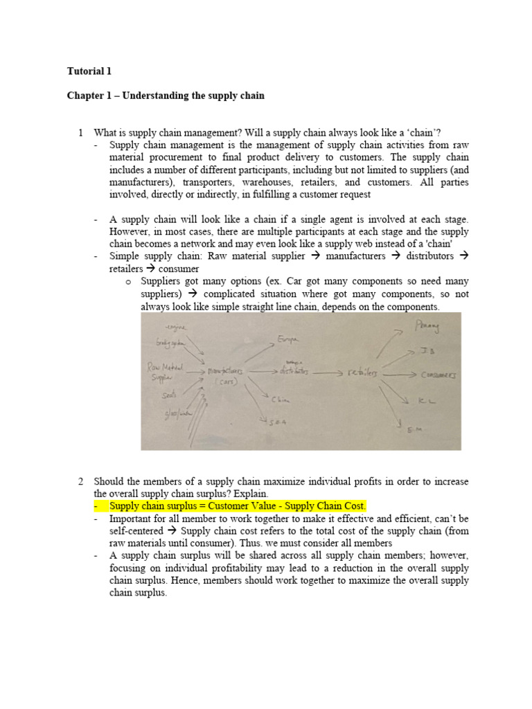Tutorial 1 Questions - Global Logistic and Supply Chain Management | PDF | Supply Chain | Supply ...