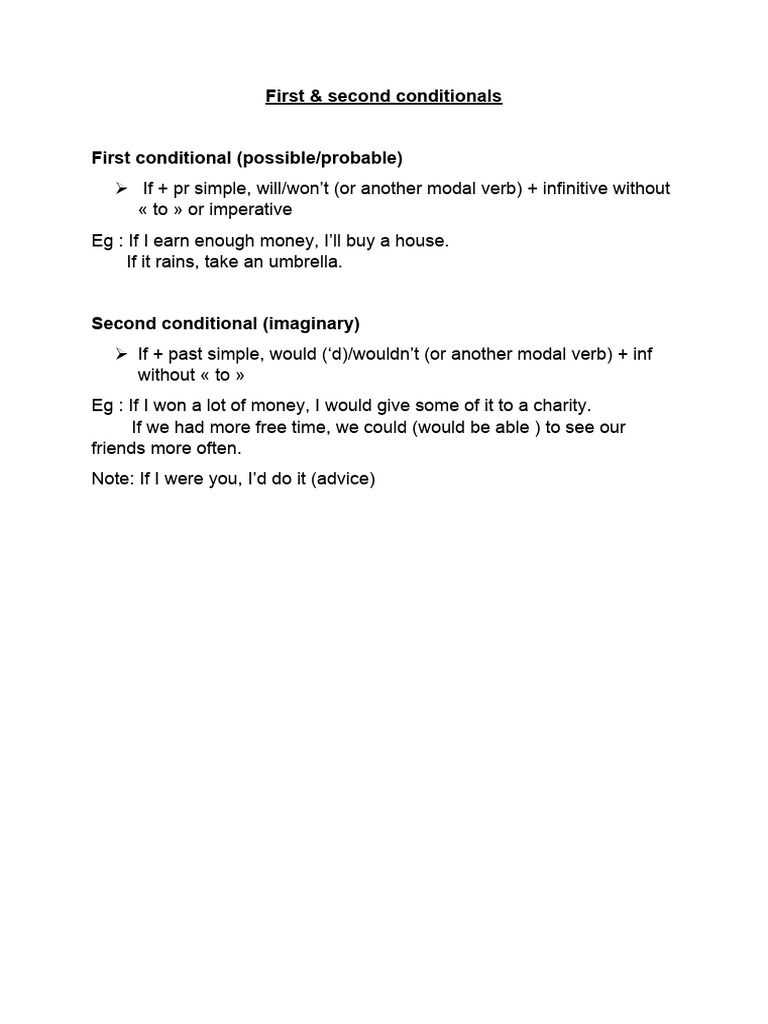 1st 2nd Conditionals | PDF