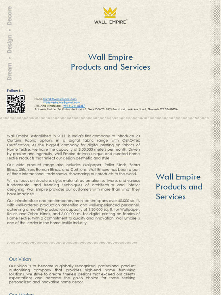Wall Empire Product Portfolio | PDF | Textiles | Curtain