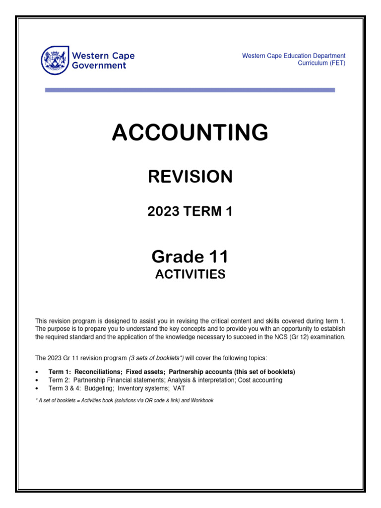 Grade 11 Accounting Term 1 Revision | PDF | Debits And Credits ...
