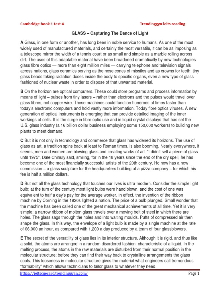 Cambridge Book 1 Test 4 | PDF