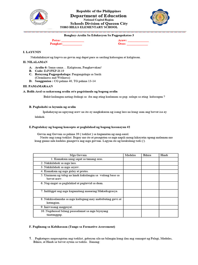 Esp Week 7 Day 3-5 | PDF