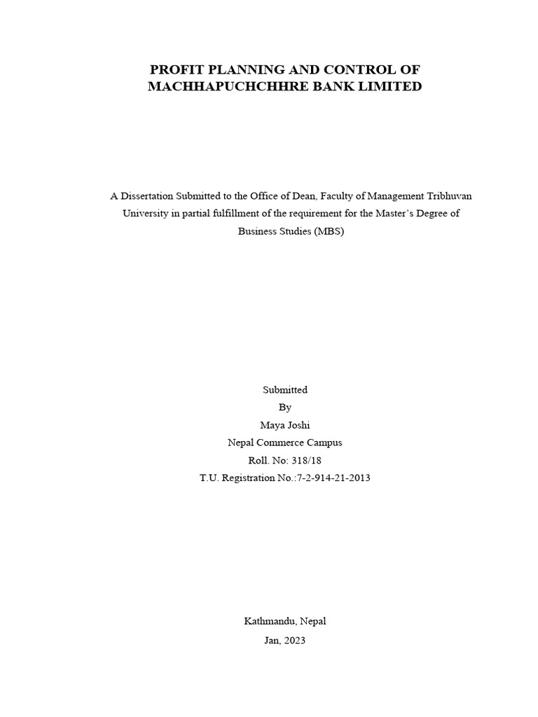 Profit Plan and Control of MBL | PDF | Perfect Competition | Market ...