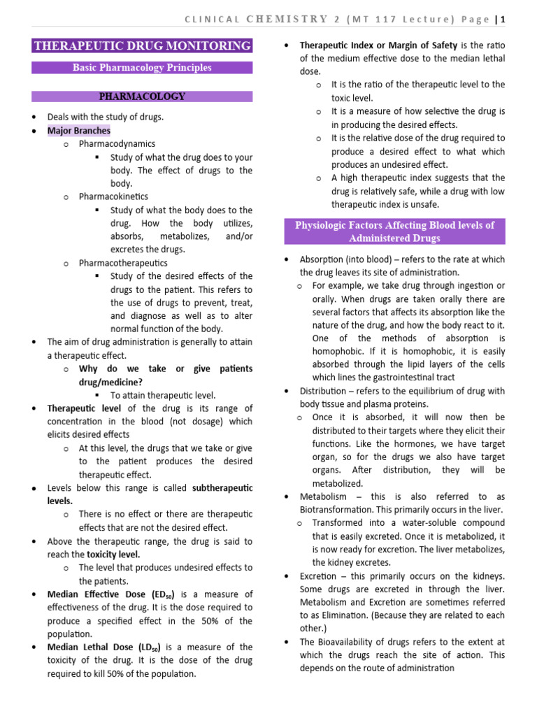 Therapeutic Drug Monitoring | PDF | Pharmacokinetics | Pharmacology
