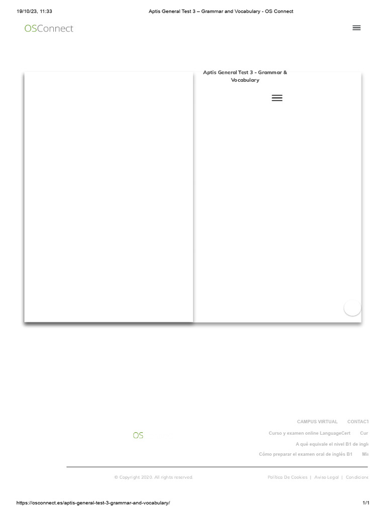 Aptis General Test 3 - Grammar and Vocabulary - OS Connect | PDF